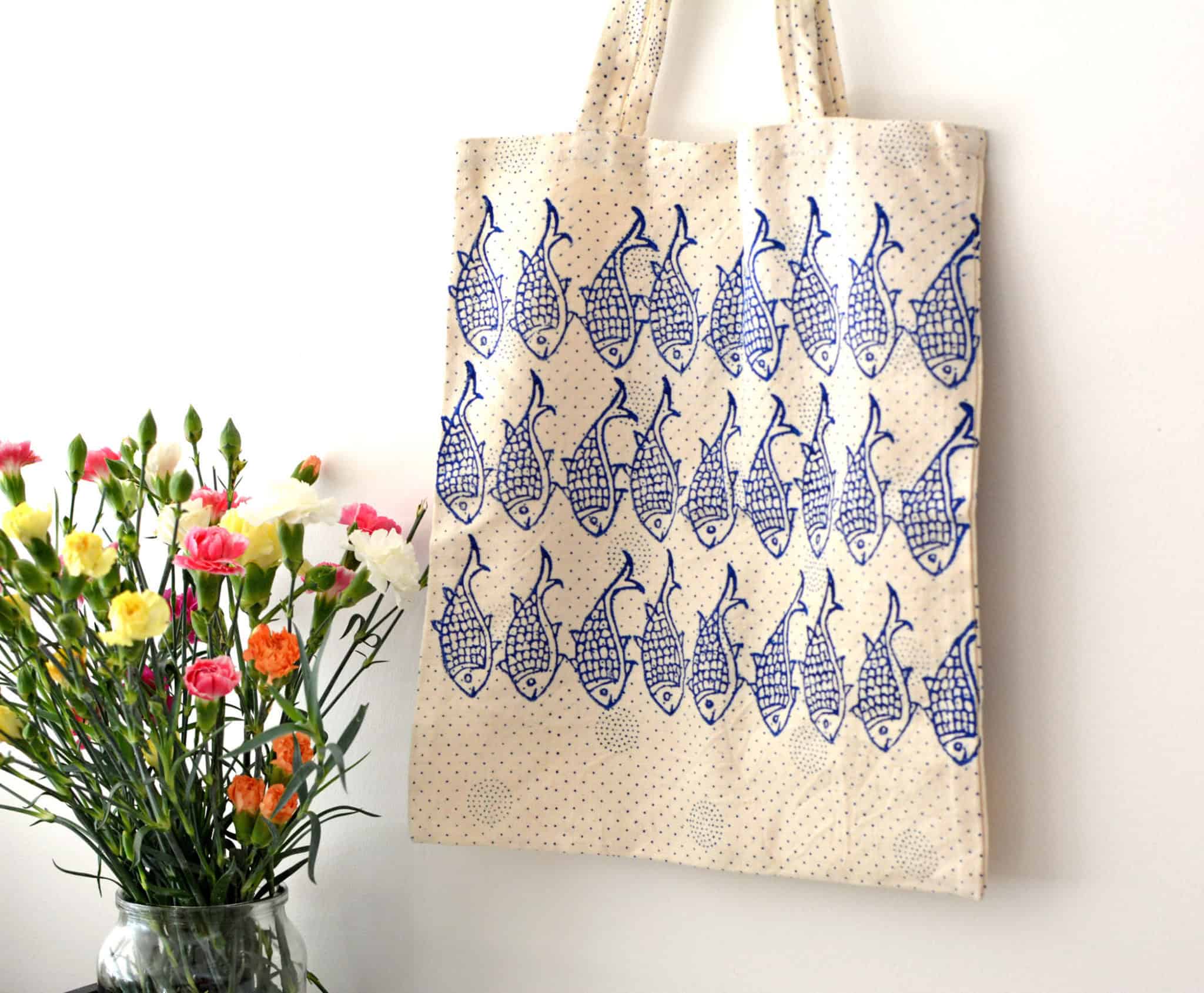 Hand-block Print Tote Bag - Azar Bazaar - Handmade Shop