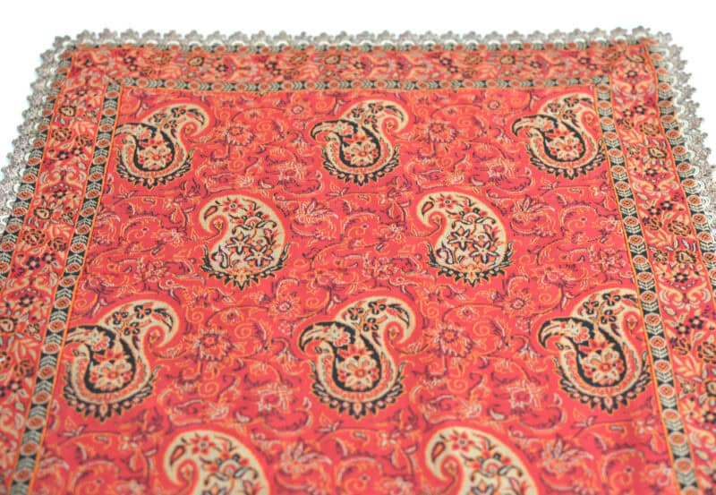 Square Red Tablecloth (Termeh) - Azar Bazaar Handmade Shop