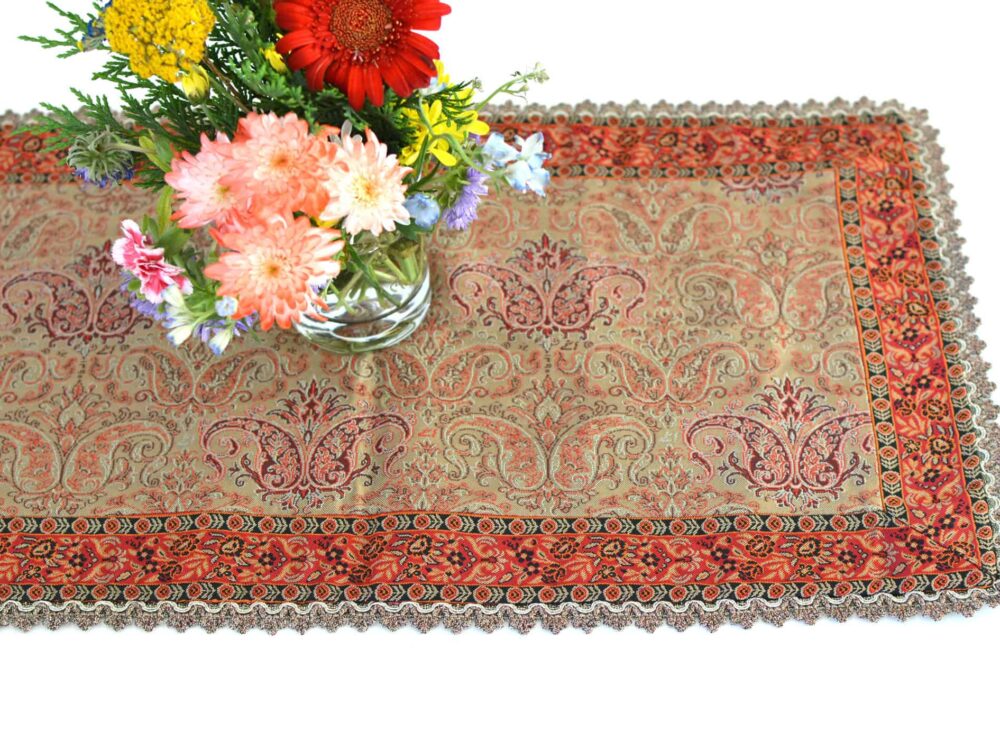 Red Runner With Zardozi Embroidery - Azar Bazaar - Art & Craft Shop
