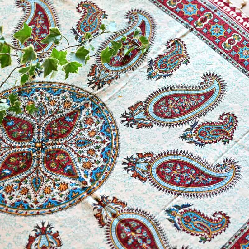 Oasis Paisley Block-Printed Tablecloth - Azar Bazaar - Ghalamkar